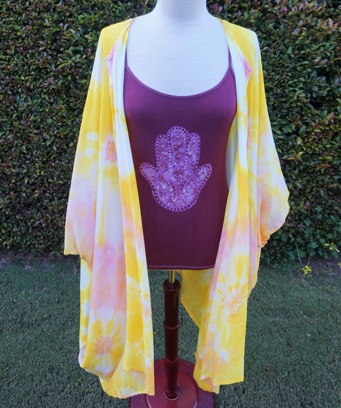Yellow Tie Dye Shawl, Tie Dye Kimono Shawl, Bohemian Boho Clothing ...