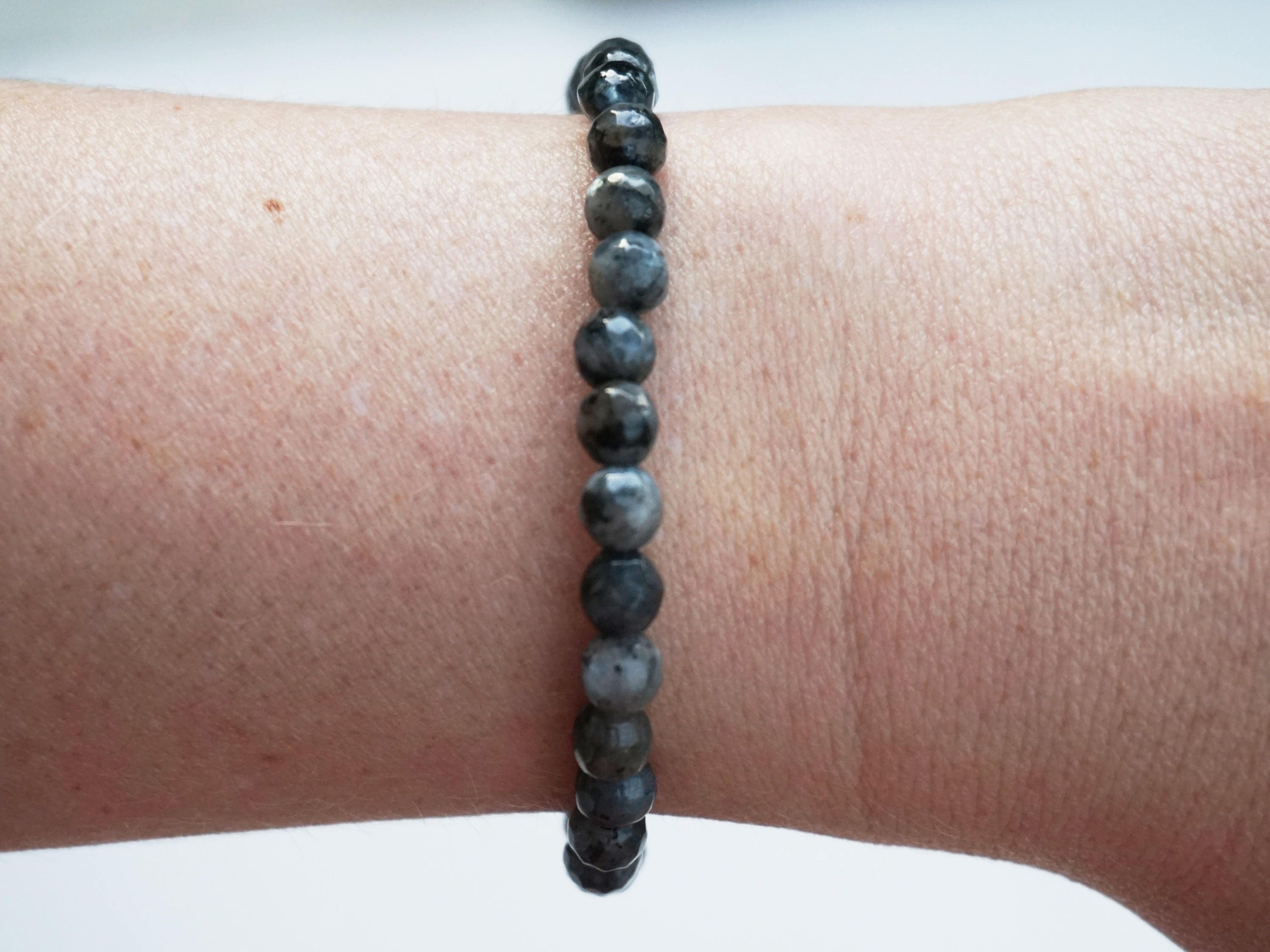 Grey Beaded Bracelet Gray Bead Bracelet Gemstone Bracelet | Etsy