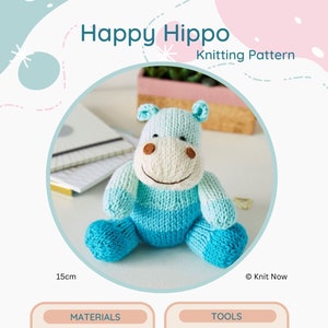 Happy Hippo Knitting Pattern PDF - Etsy