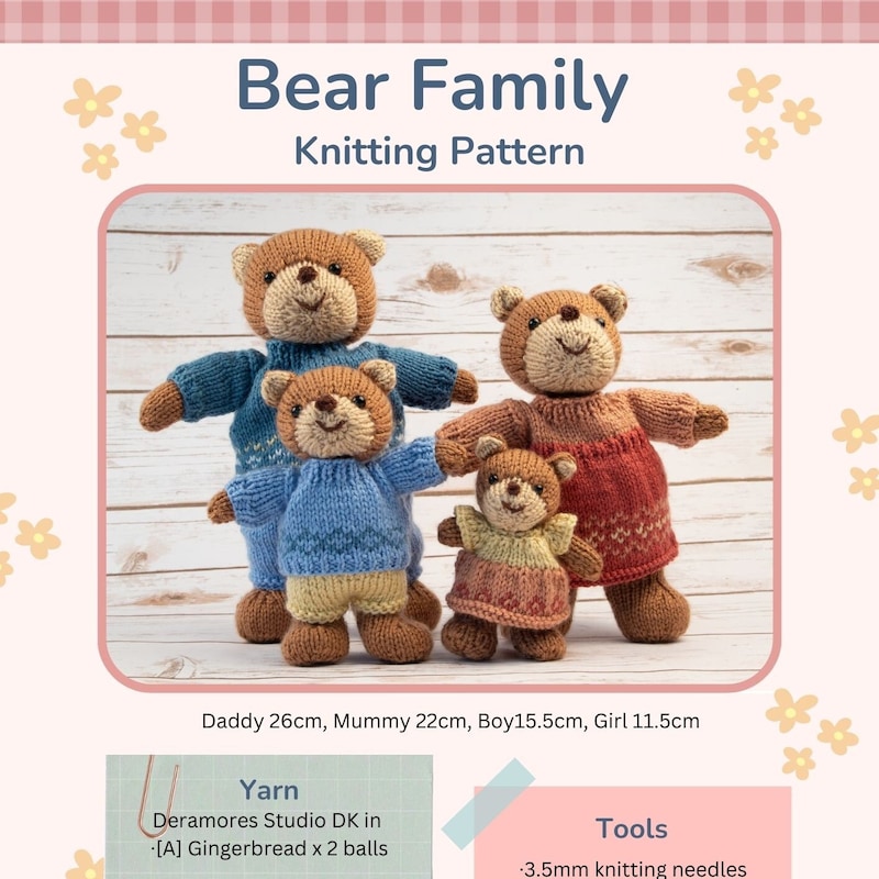 Knitted Teddy Family - Etsy