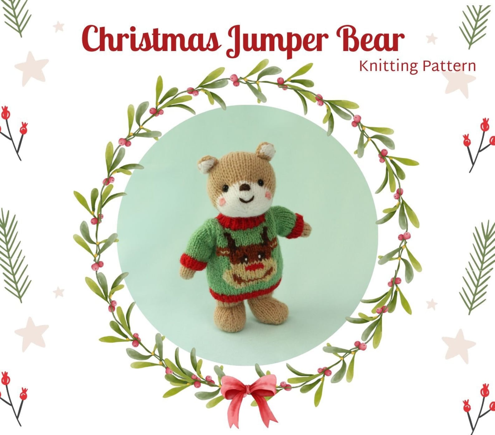 Christmas Jumper Bear Knitting Pattern PDF - Etsy