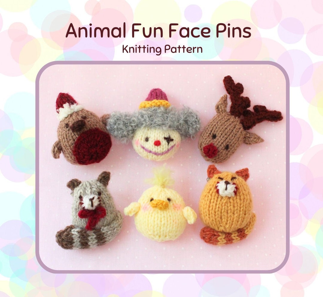 Animal Fun Face Pins - Etsy