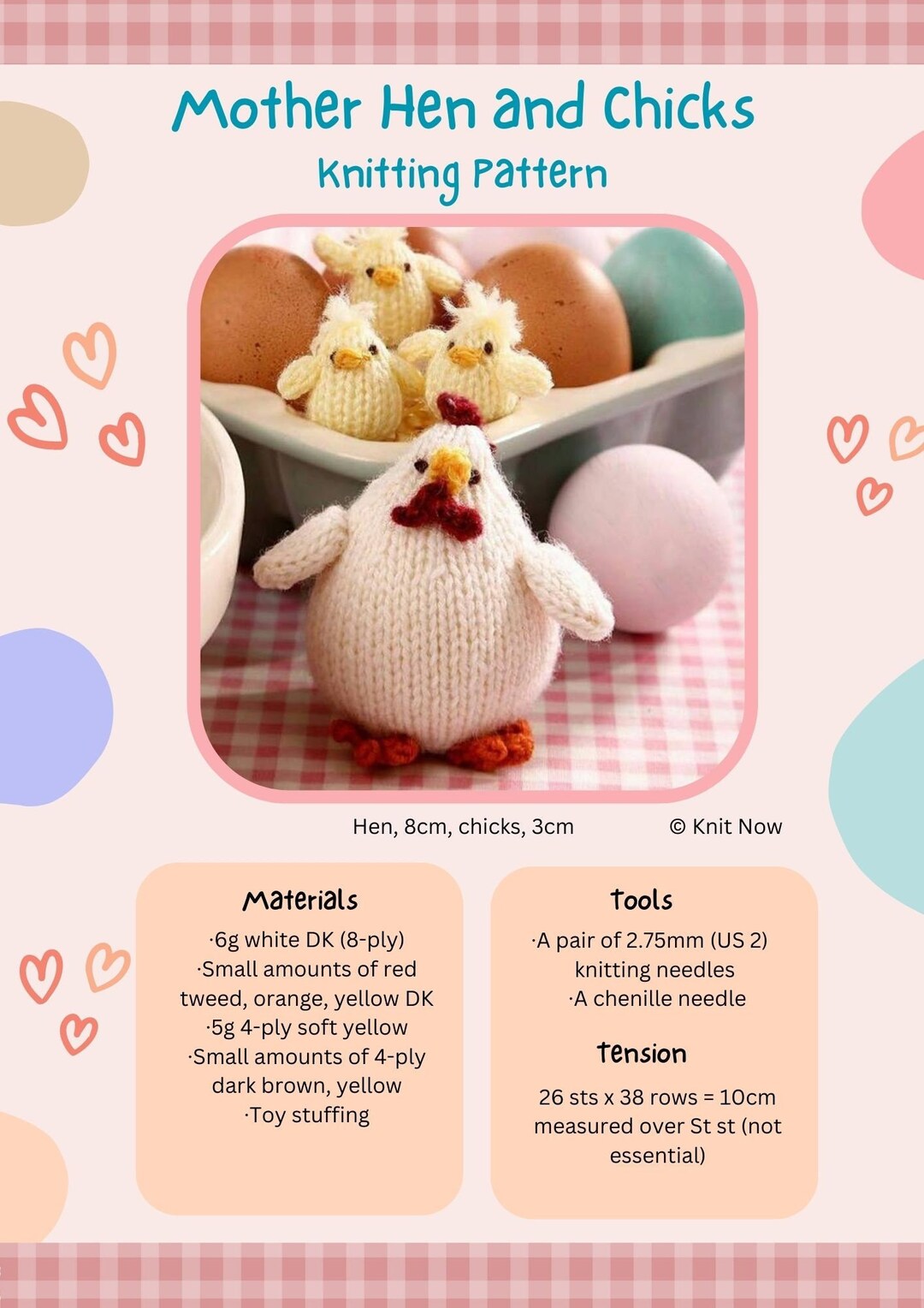Mother Hen and Three Little Chicks Knitting Pattern PDF - Etsy