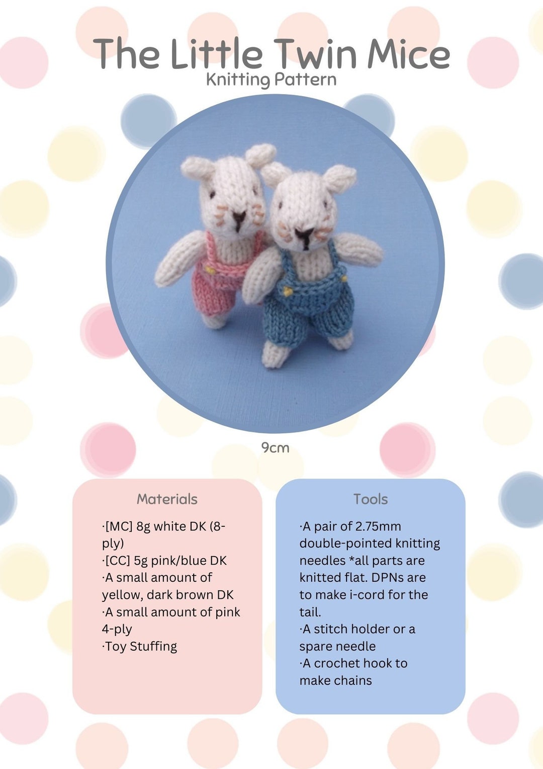 The Little Twin Mice Knitting Pattern PDF - Etsy