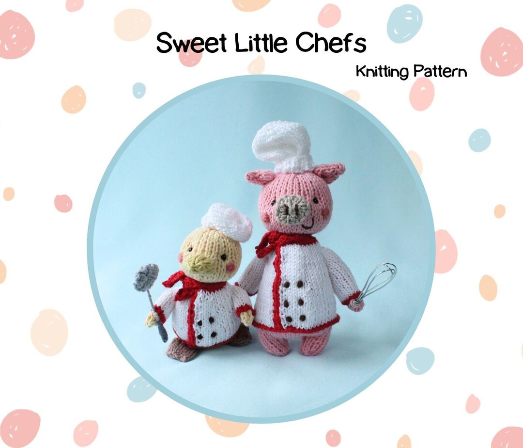Sweet Little Chefs, Knitted Chef Pig and Duckling, Knitting Pattern PDF ...