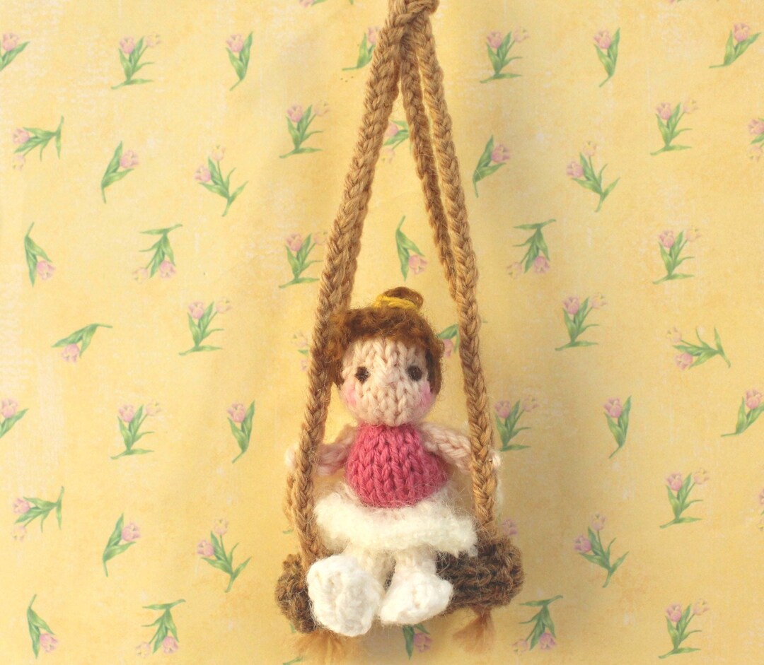 Mini Knitted Girl on A Swing - Etsy