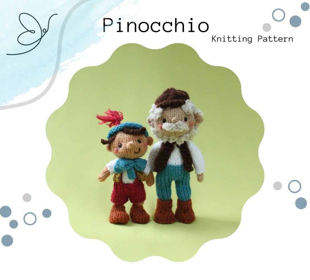 Pinocchio and Grandfather Dolls Knitting Pattern PDF - Etsy