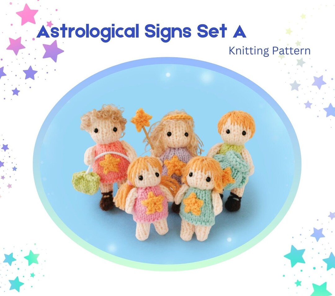 Astrological Signs Set A, Knitting Pattern PDF, Gemini, Virgo, Libra, Aquarius - Etsy