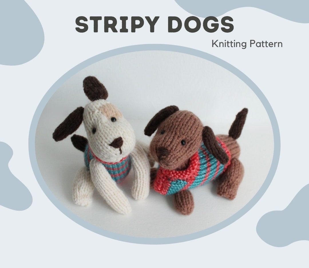 Stripy Dogs Knitted Dogs in Jumper Knitting Pattern PDF - Etsy