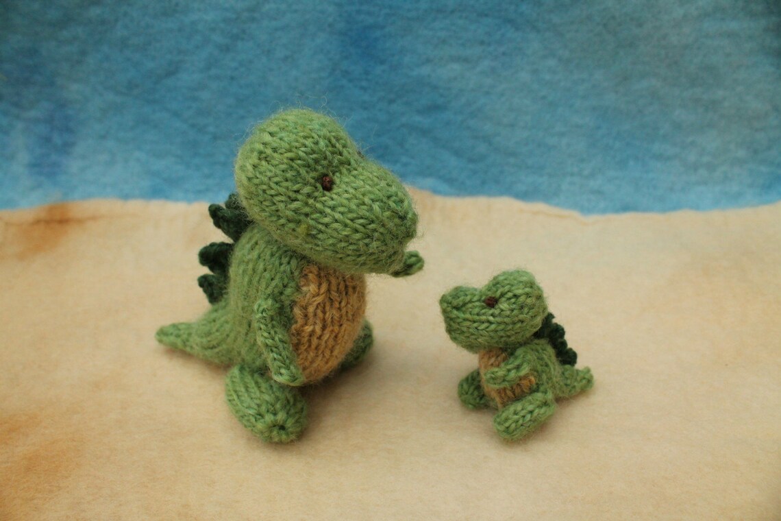 Mummy and Baby Dinosaurs Knitting Pattern PDF | Etsy