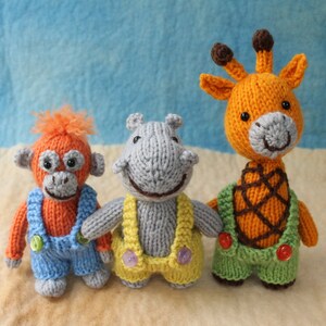 KNITTING PATTERN PDF Safari Friends Set (A); Giraffe, Orangutan, and ...