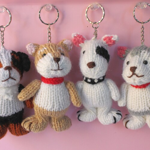 KNITTING PATTERN PDF Puppy Keychains Set A Boston Terrier - Etsy
