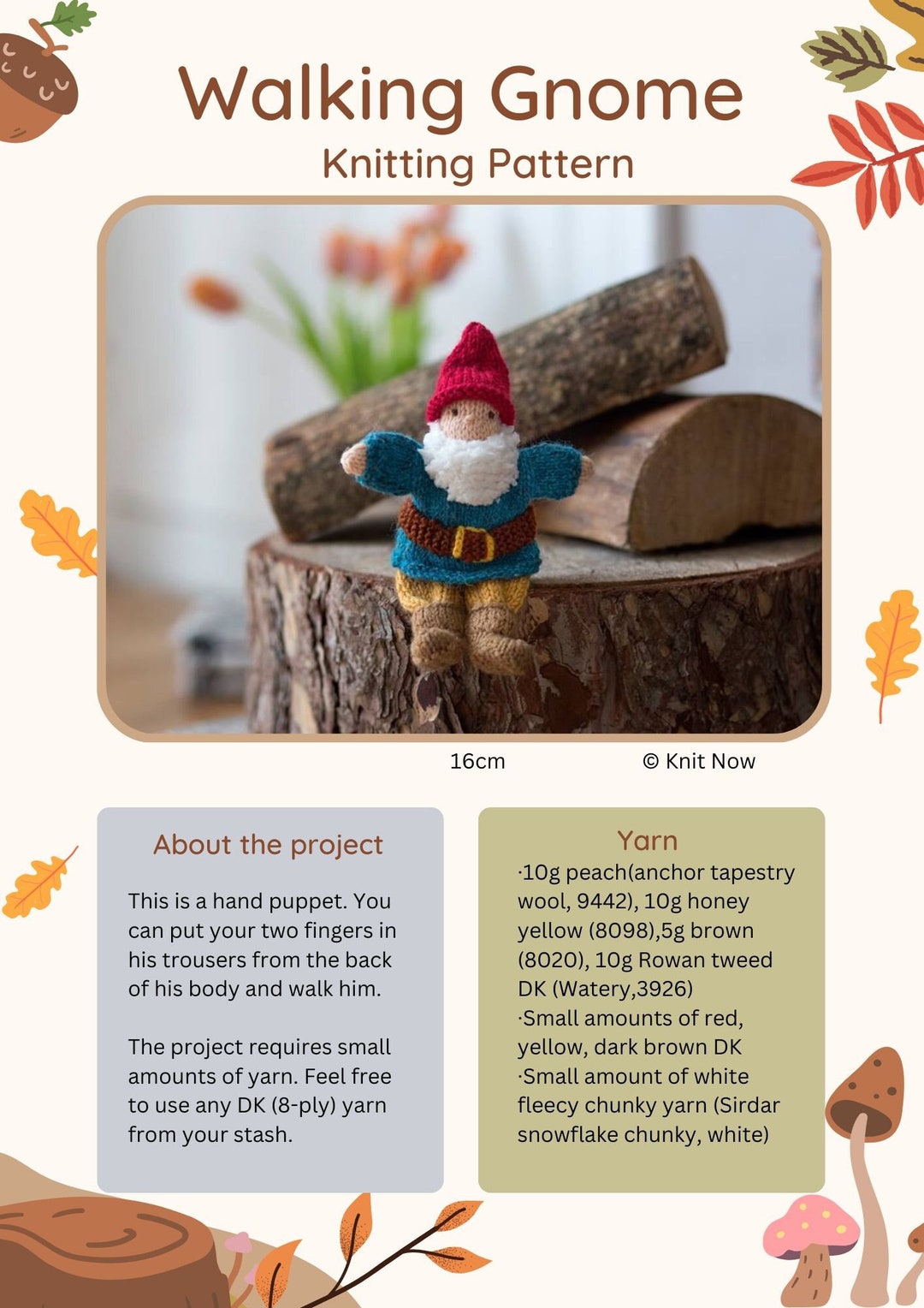 Walking Gnome Knitting Pattern PDF - Etsy