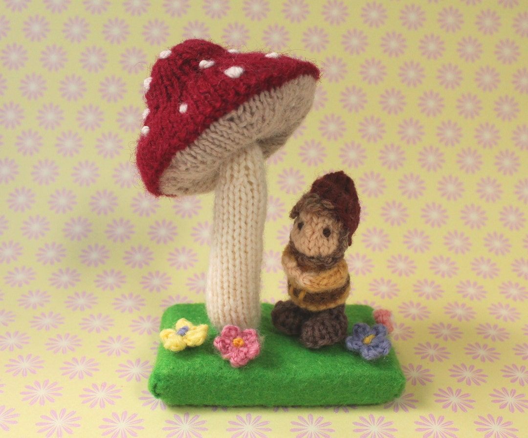 Mini Knitted Gnome With A Toadstool - Etsy
