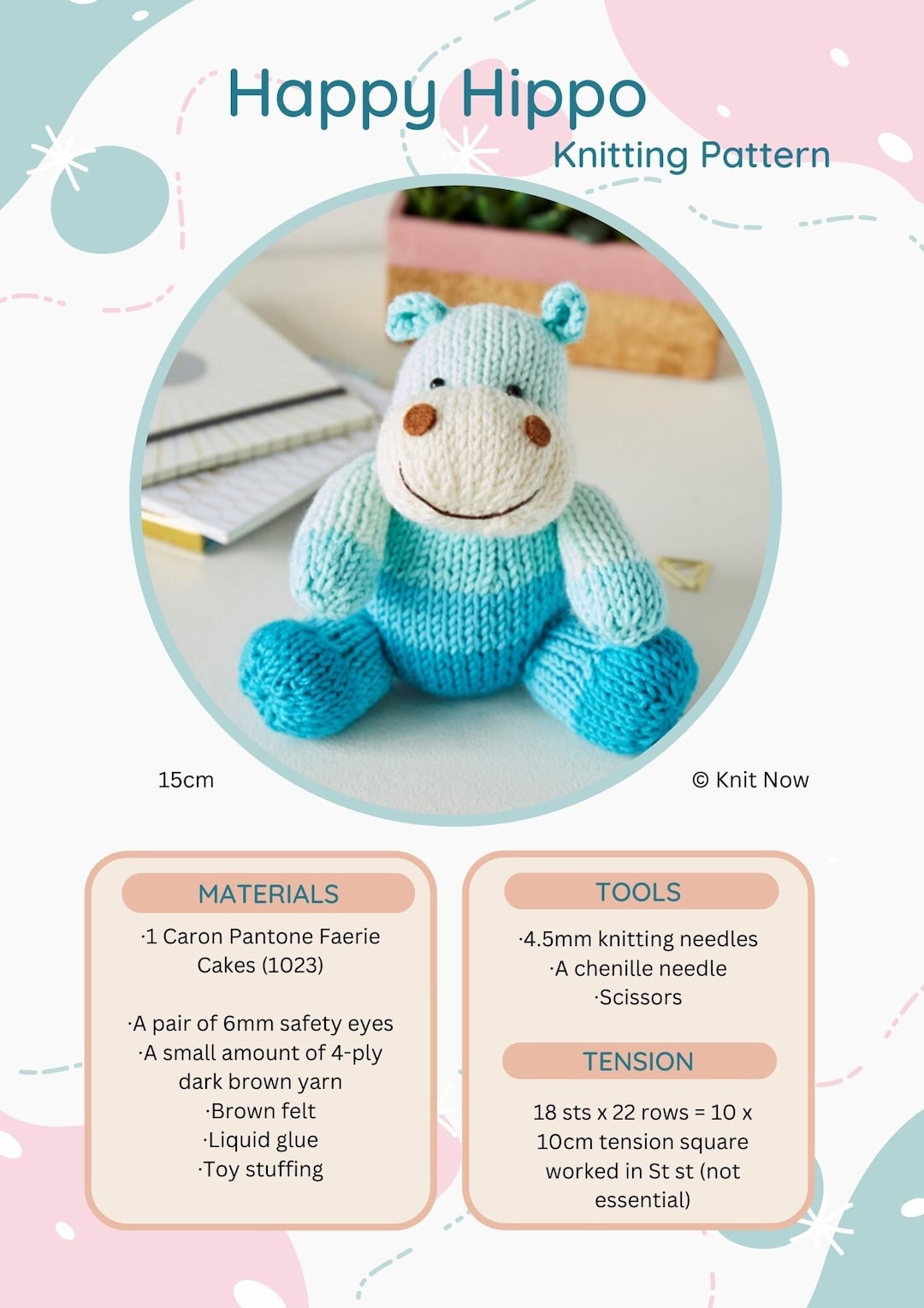 Happy Hippo Knitting Pattern PDF - Etsy