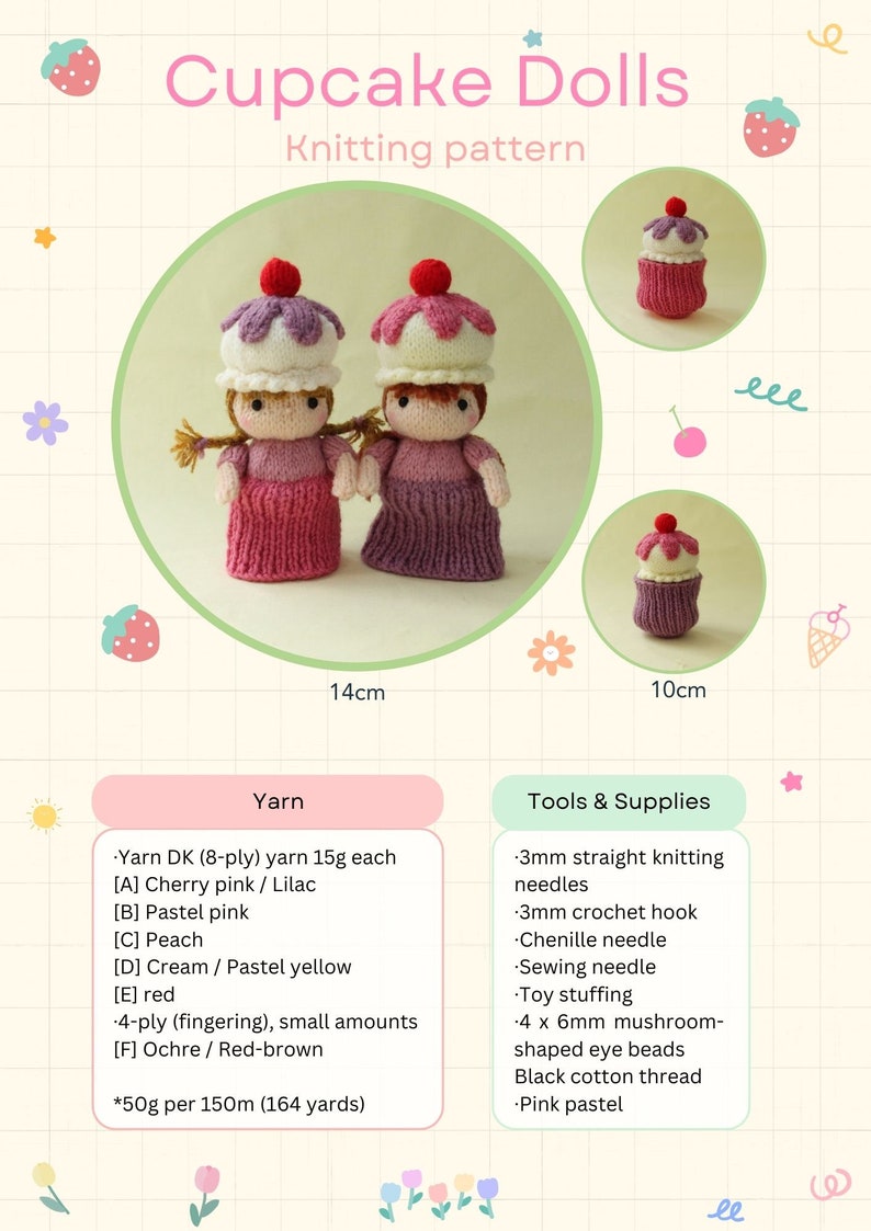 Cupcake Dolls Knitting Pattern PDF - Etsy