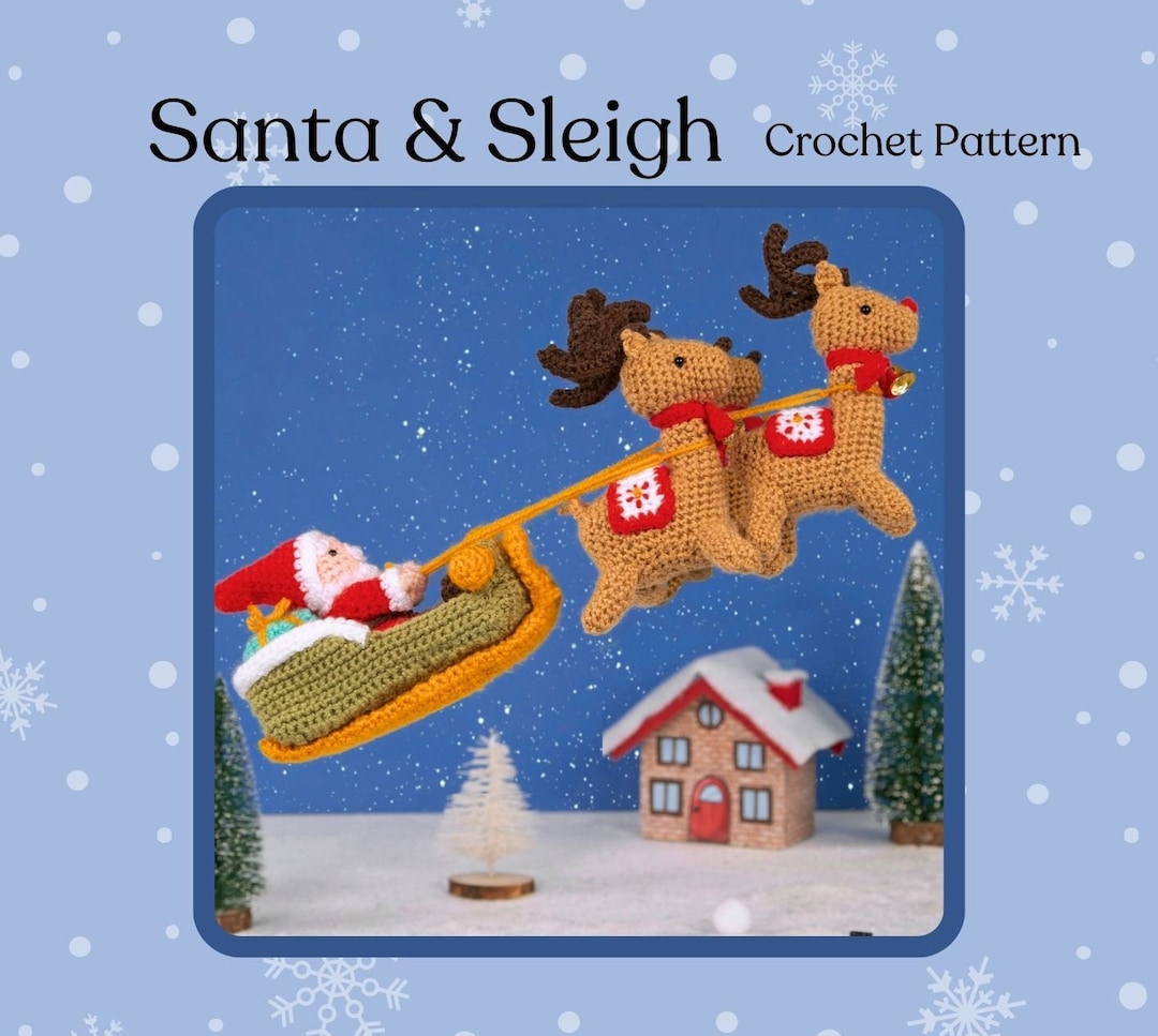 Santa's Sleigh and Reindeer Crochet Amigurumi Pattern PDF - Etsy