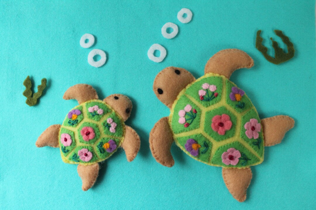 Decorated Felt Sea Turtles - Etsy