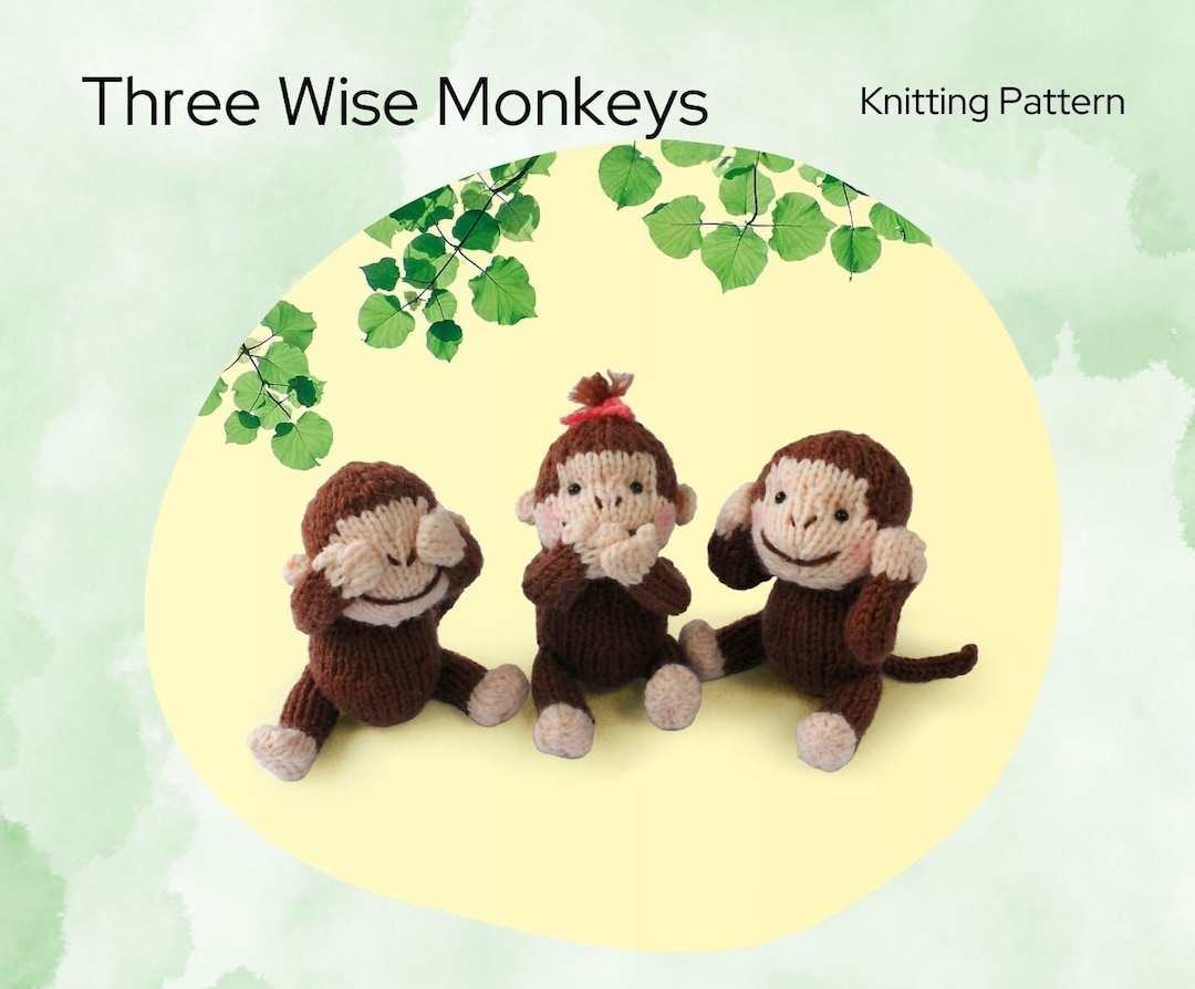 Three Wise Monkeys Knitting Pattern PDF - Etsy