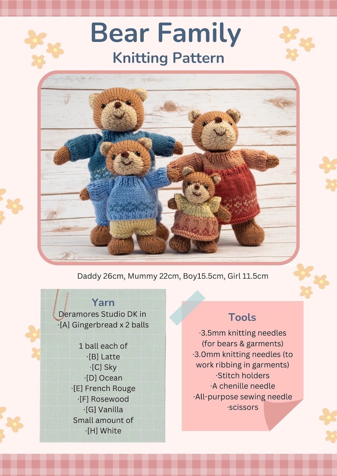 Bear Family Knitting Pattern PDF - Etsy