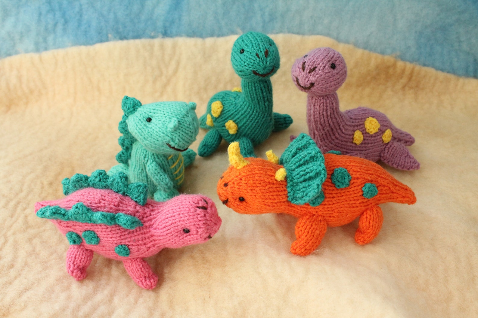 Colourful Dinosaurs Set Knitting Pattern PDF - Etsy