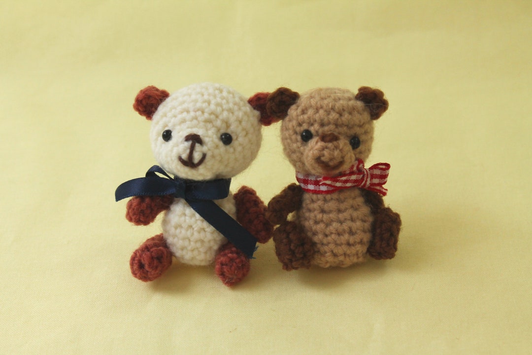 Mini Crocheted Amigurumi Bears With Ribbons - Etsy