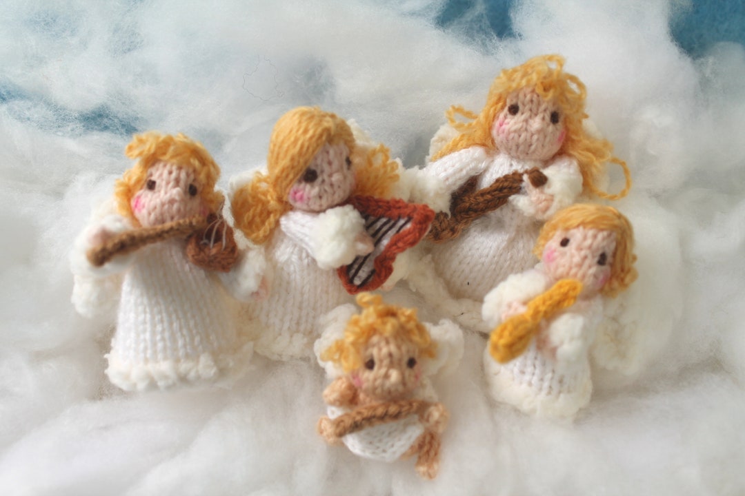 Knitted Musician Angles Set of Five - Etsy