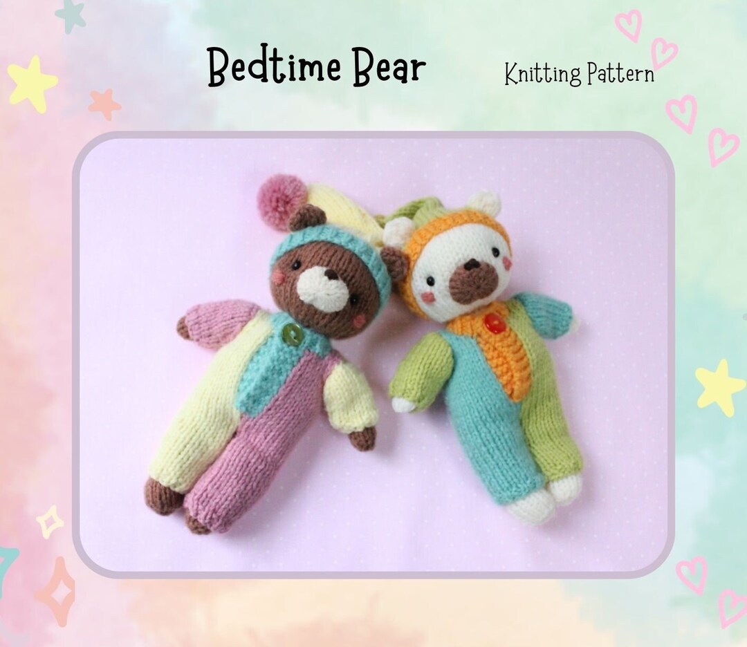 Bedtime Bear Knitted Bear in Pyjamas, Knitting Pattern PDF - Etsy