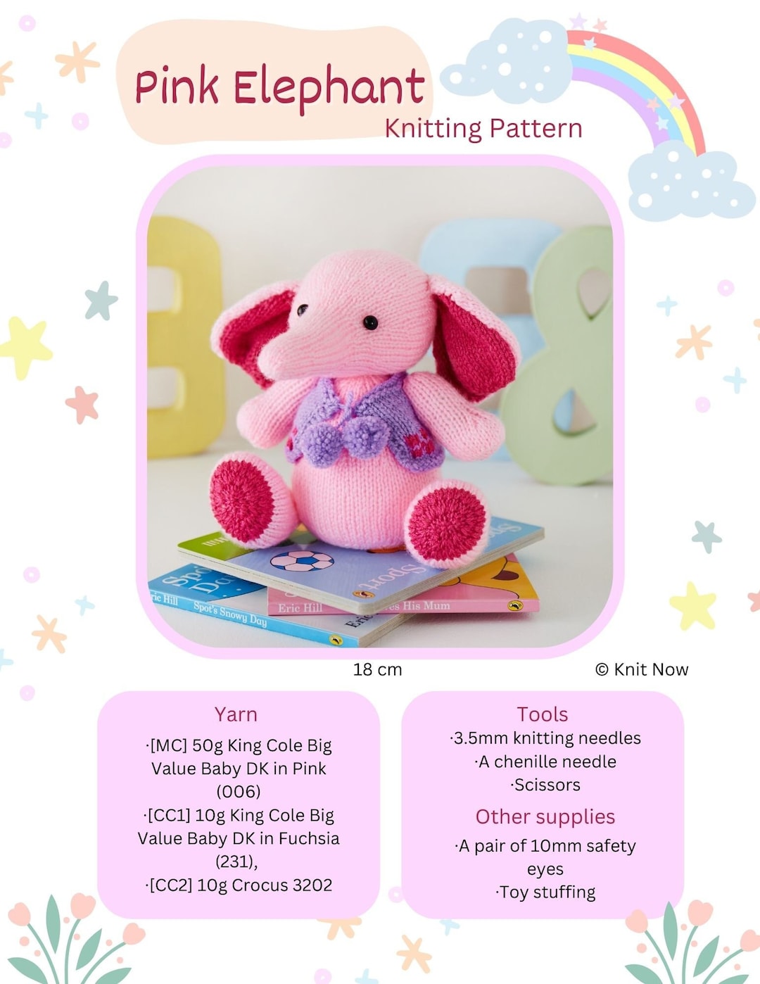 Pink Elephant Knitting Pattern PDF - Etsy