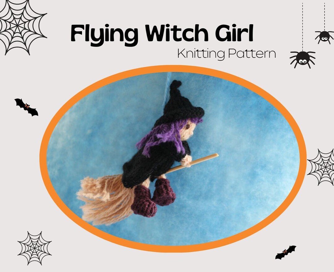 Flying Witch Girl Knitted Mobile Knitting Pattern PDF - Etsy