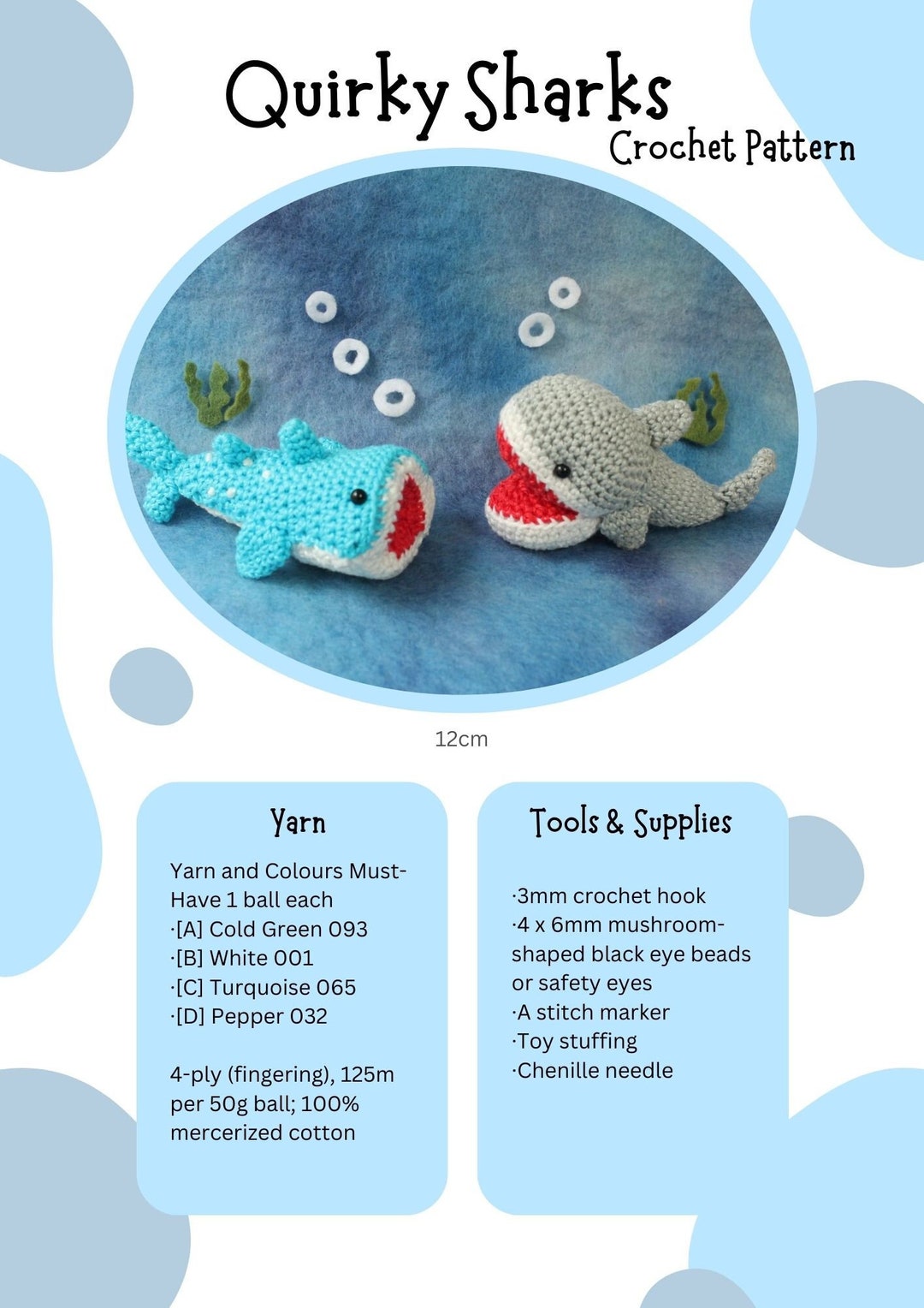 Quirky Amigurumi Sharks Crochet Pattern PDF - Etsy