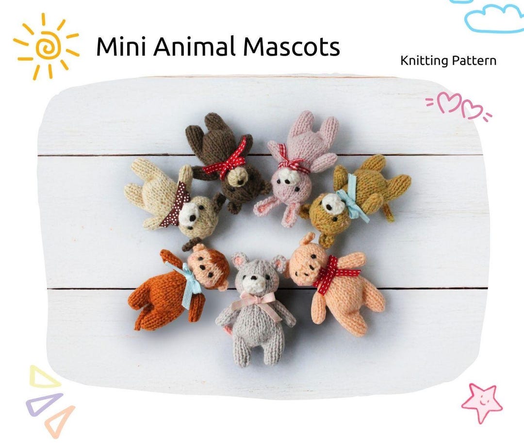 Knitted Mini Animal Mascots Knitting Pattern PDF - Etsy
