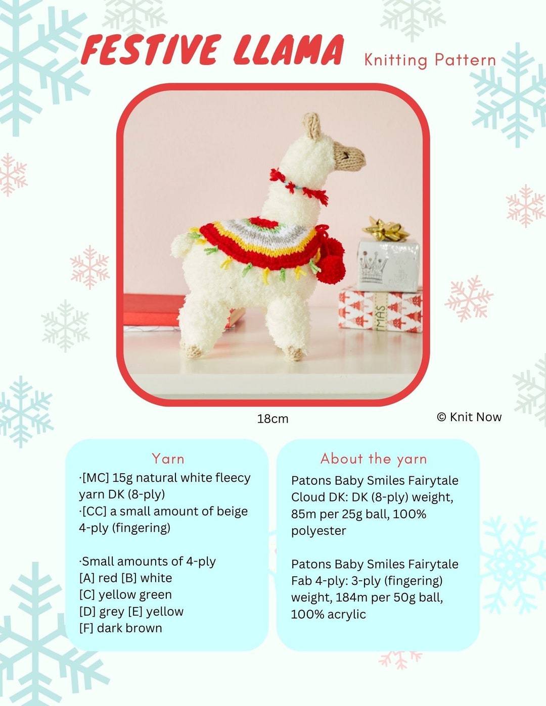 Festive Llama Knitting Pattern PDF - Etsy