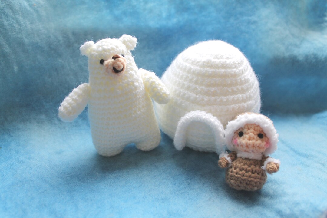 Crocheted Amigurumi Igloo, Polar Bear and a Little Girl - Etsy