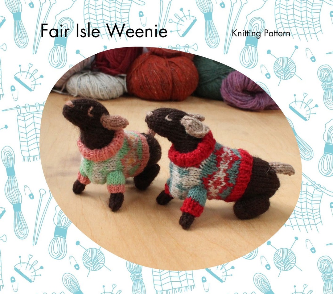 Weenie Dog in Fair Isle Jumper Knitting Pattern PDF - Etsy