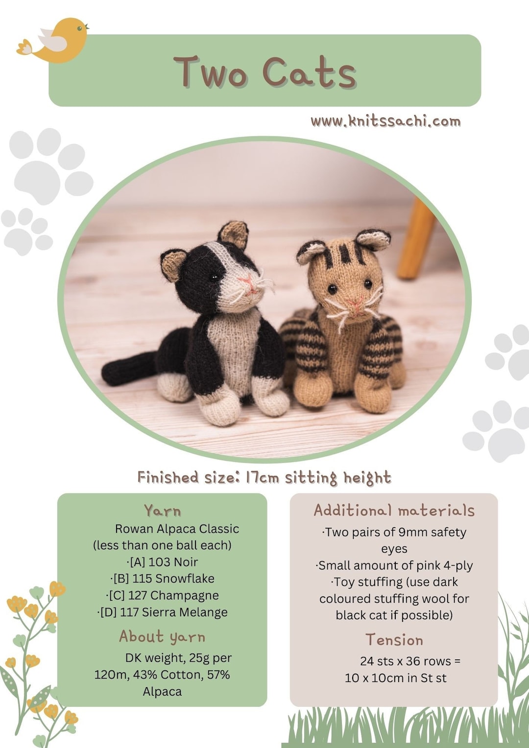 Cats Knitting Pattern PDF - Etsy