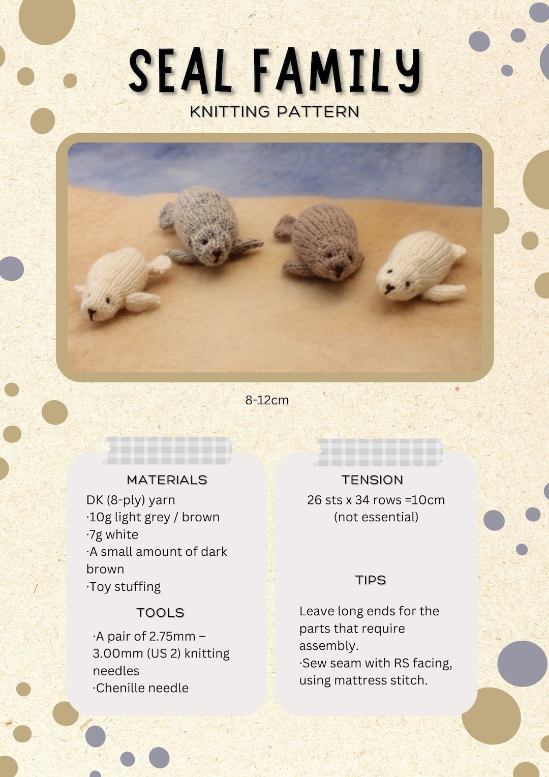 Seal Family Knitting Pattern PDF - Etsy