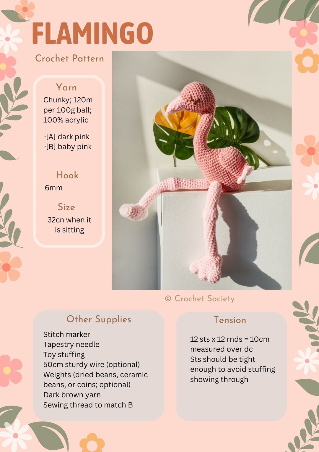 Flamingo Crochet Pattern PDF - Etsy