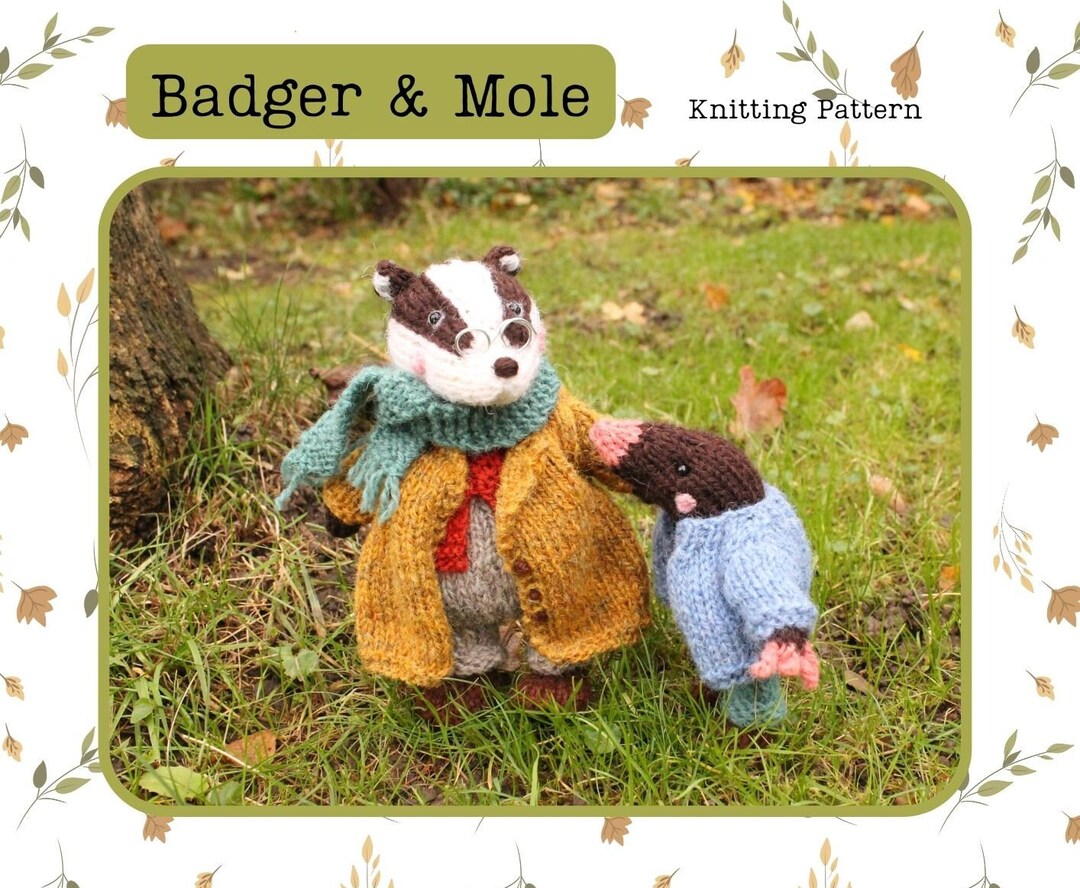 The Wind in the Willows Inspired Knitted Animals Set A, Badger and Mole ...
