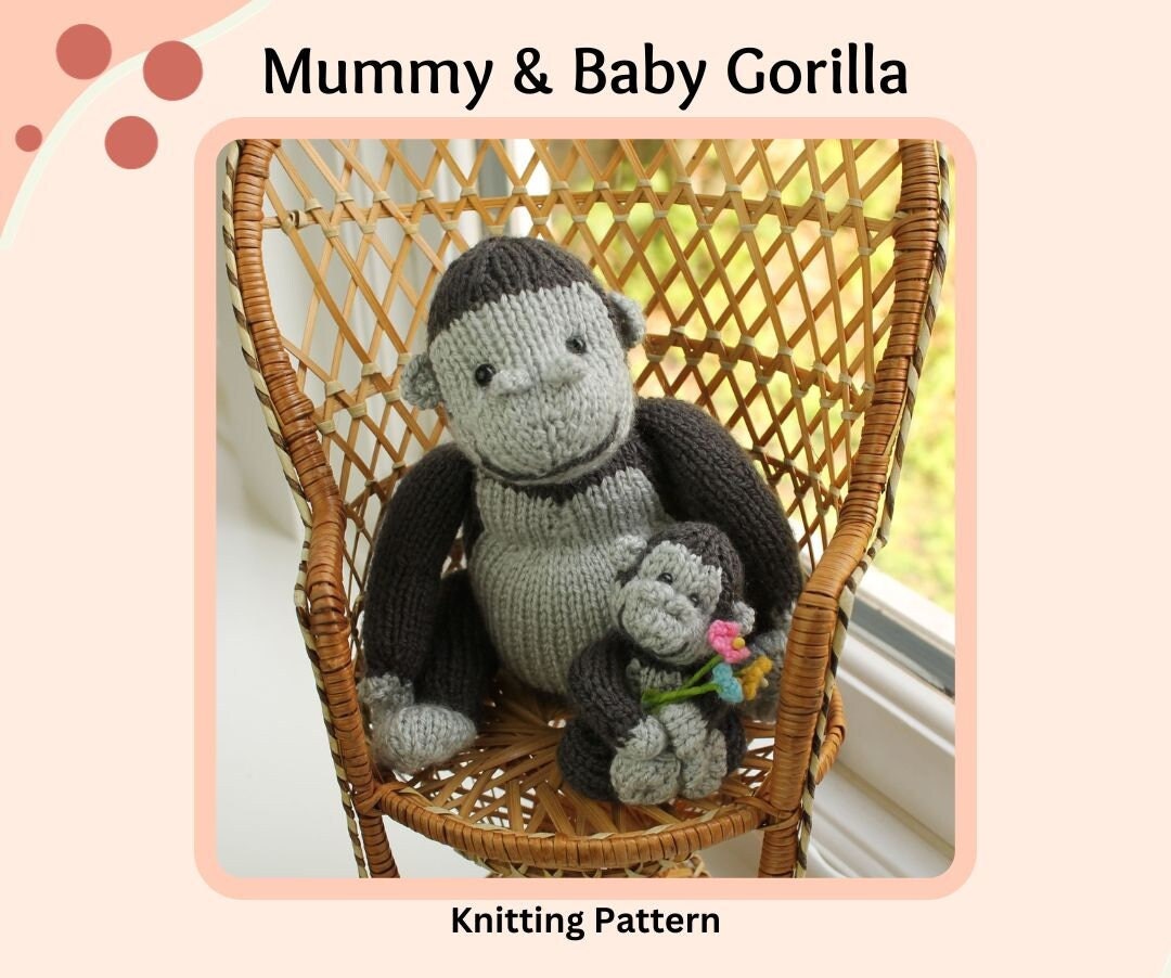 Mummy and Baby Gorilla Knitting Pattern PDF - Etsy