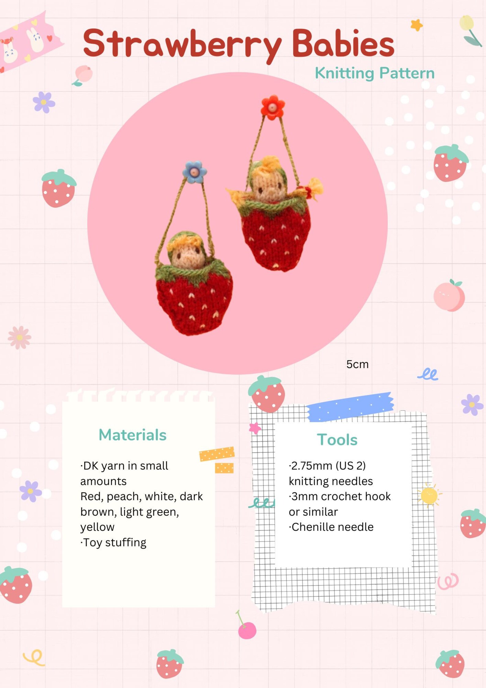 Strawberry Babies Knitting Pattern PDF - Etsy