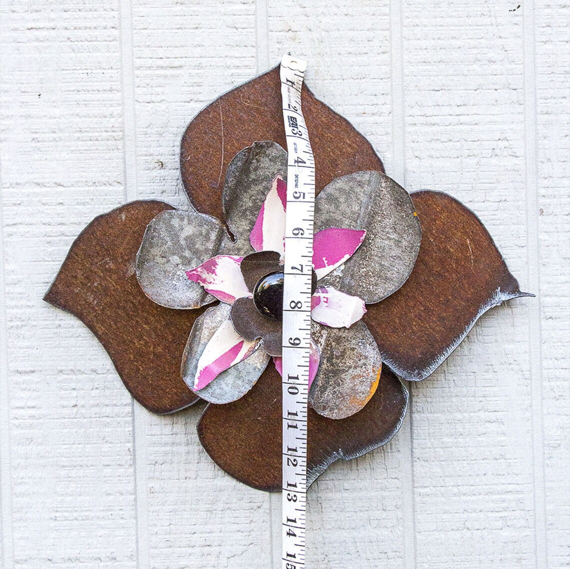 Rusty Galvanized Metal Flower. Use as Indoor Outdoor Wall Hanger or ...
