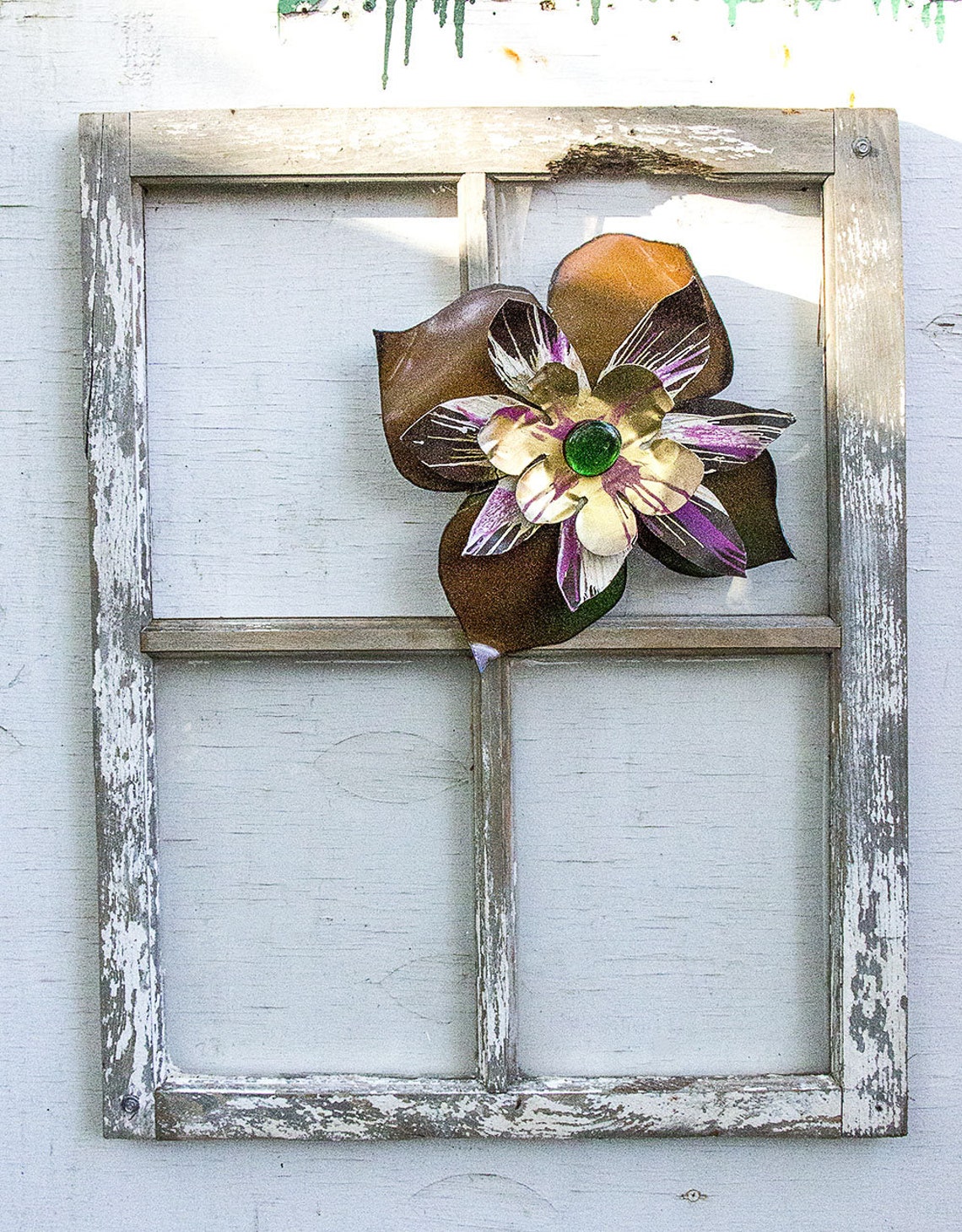 Upcycled Metal Wall Art Flower Yard Art Garden Stake. Purple - Etsy