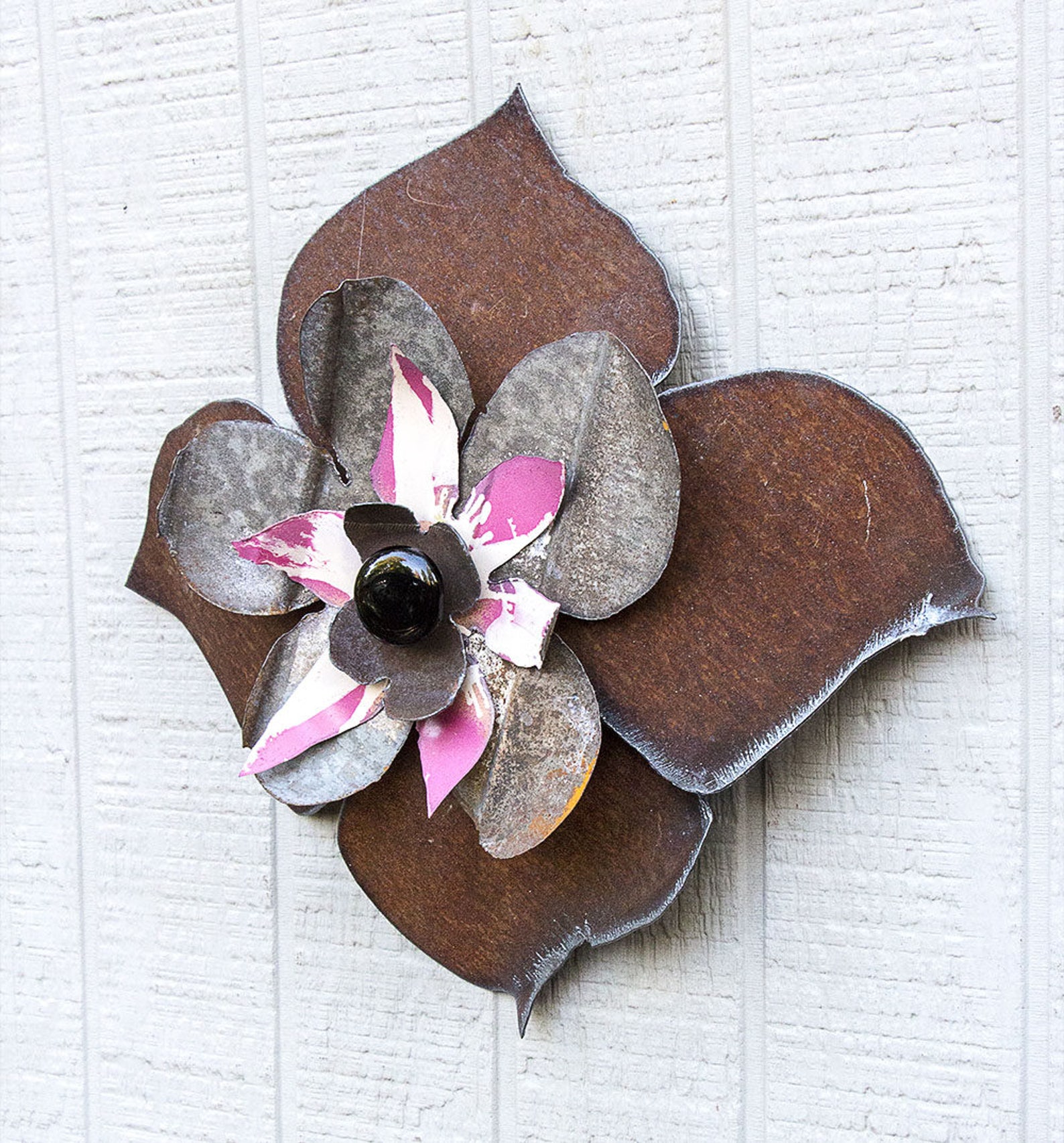 Rusty Galvanized Metal Flower. Use as Indoor Outdoor Wall Hanger or ...