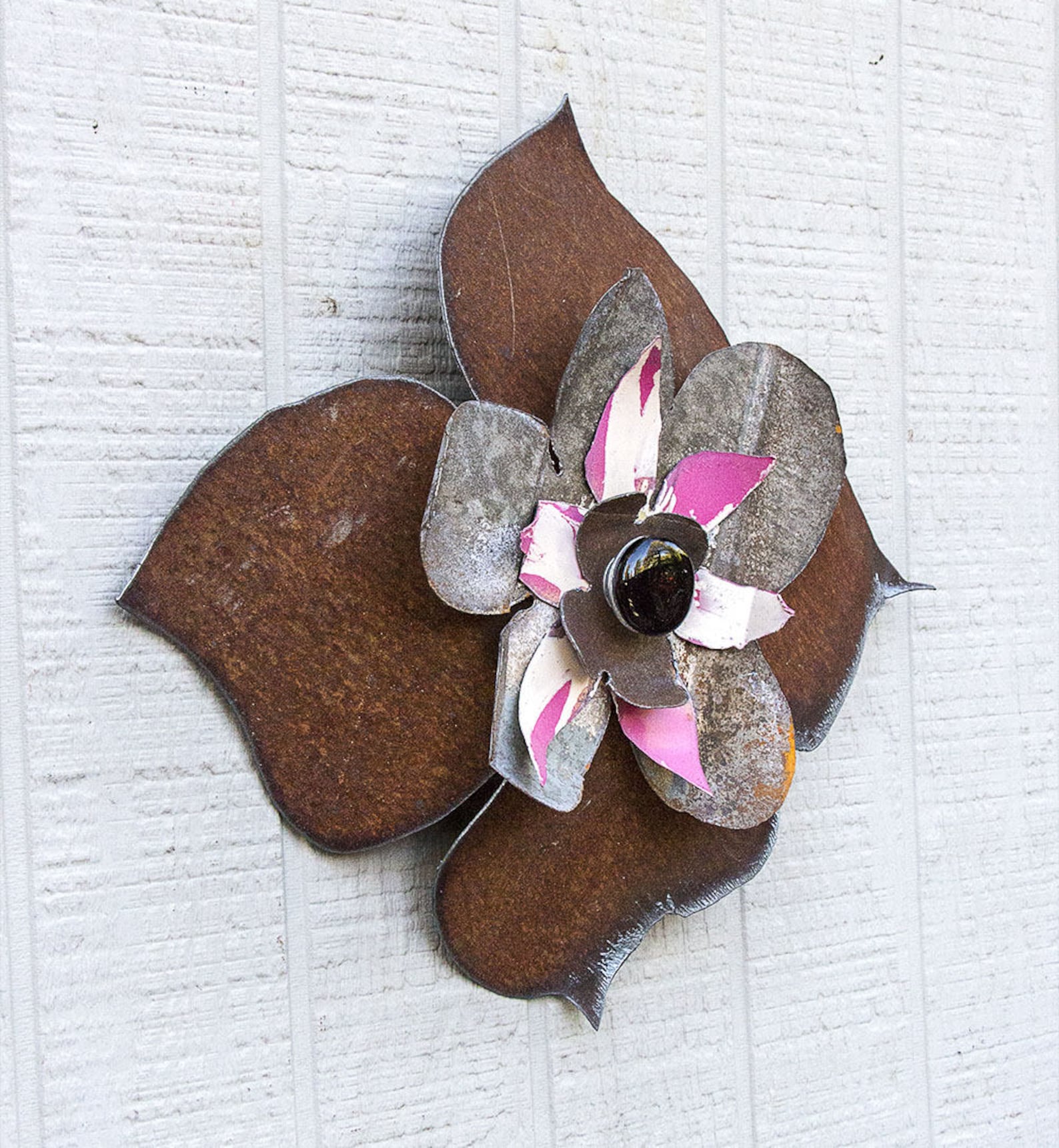 Rusty Galvanized Metal Flower. Use as Indoor Outdoor Wall Hanger or ...