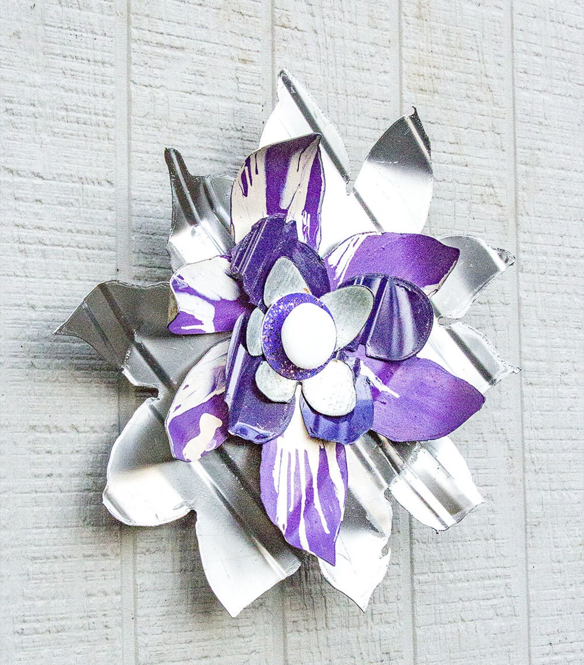 Galvanized Metal Flower. Yard Art Lawn Garden Stake. Country - Etsy