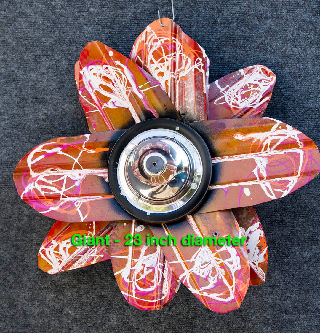 Giant Red Metal Flower Yard Art Garden Sculpture or Indoor Outdoor ...