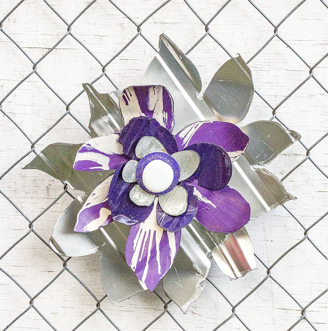 Galvanized Metal Flower. Yard Art Lawn Garden Stake. Country - Etsy