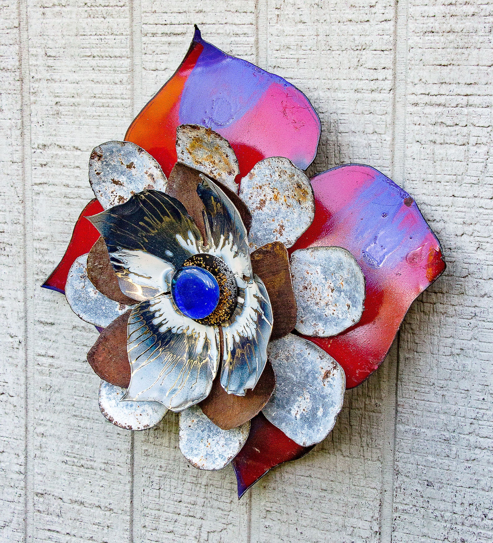 Red White Blue Metal Flower. Use as Wall Hanging or Yard Art - Etsy