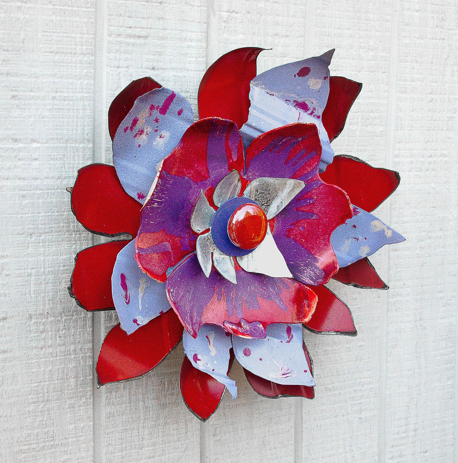 Red Metal Flower. Use as Yard Art Garden Stake or Indoor - Etsy